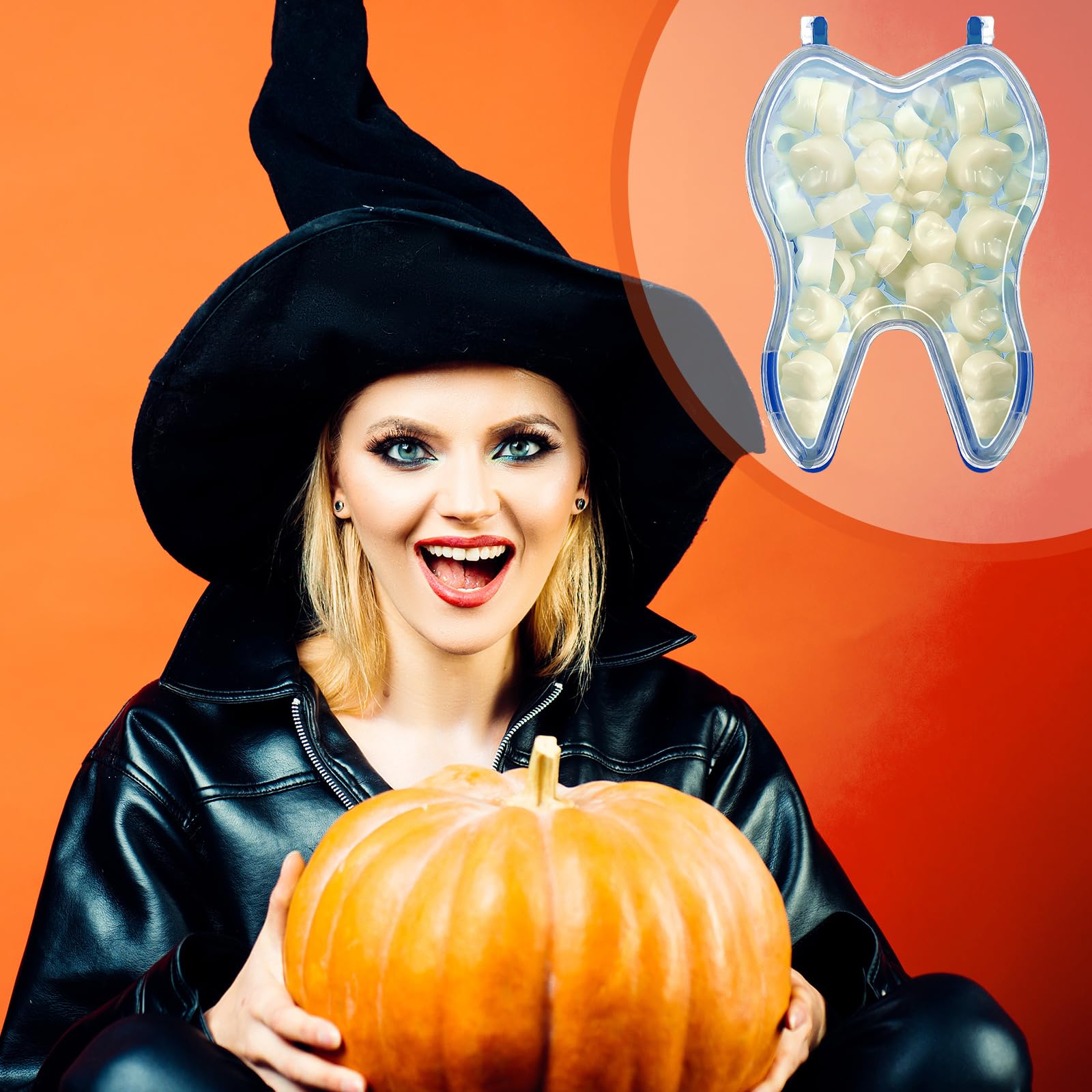 Nuanchu Halloween Resin Fake Teeth Prop Veneers False Mixed Front and Molar Posterior Teeth for Halloween Cosplay Party Makeup Scary Theme Party Costume Accessories