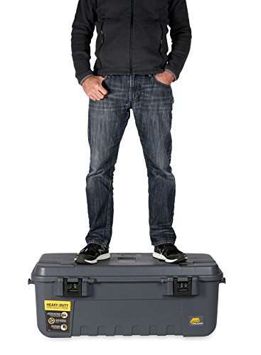 Plano Storage Trunk with Wheels, Gray, Lockable Storage Box, Airline Approved Sportsman Trunk, Hunting Gear and Ammunition Bin, Heavy-Duty Containers for Camping, 108-Quart