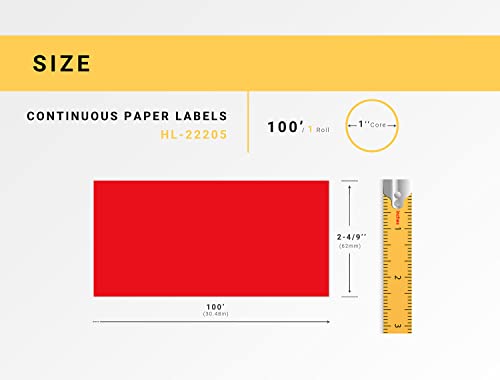 HOUSELABELS Compatible with DK-2205 Replacement Roll for Brother QL Label Printers; Red Yellow Blue Green Continuous Length Labels; 2-4/9" x 100 feet (62mm*30.48m) - 8 Rolls