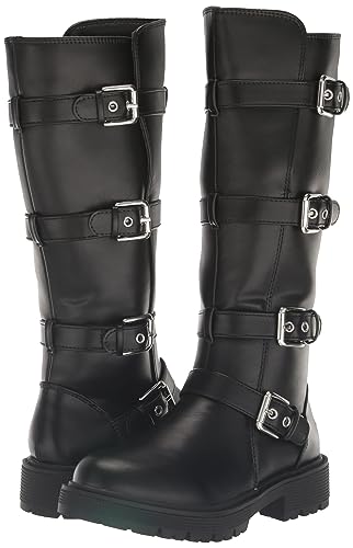 Steve Madden Girls Shoes Girls Brookee Motorcycle Boot, Black, 2 Little Kid