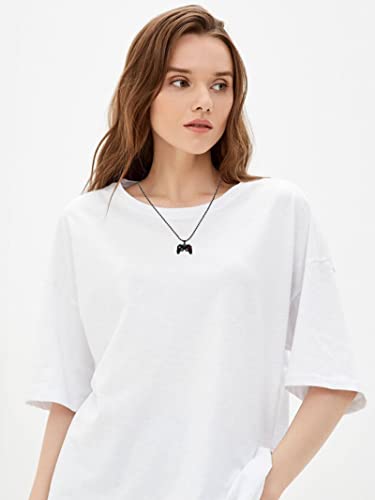 HUASAI Game Controller Necklaces Promise Pendant Necklace Bff Friendship Necklace for Her Game Console Couples Necklace(Black)
