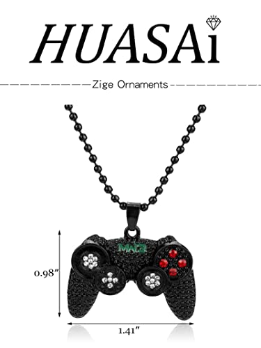 HUASAI Game Controller Necklaces Promise Pendant Necklace Bff Friendship Necklace for Her Game Console Couples Necklace(Black)