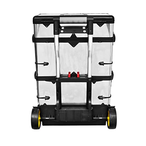 vidaXL 3-Part Rolling Tool Box with 2 Wheels Storage Cabinet Storage Boxes Traditional Handy Toolbox Large Pull-handle Durable Silver