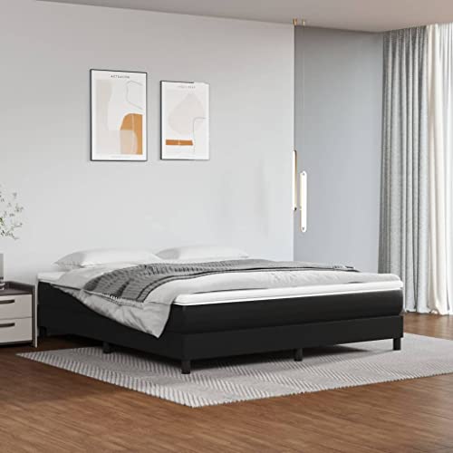vidaXL Box Spring Bed with Mattress Home Bedroom Mattress Pad Double Bed Frame Base Foam Topper Furniture White 53.9"x74.8" Full Faux Leather
