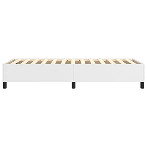 vidaXL Box Spring Bed Frame Home Indoor Bed Accessory Bedroom Upholstered Single Bed Base Furniture White 39.4"x79.9" Twin XL Faux Leather