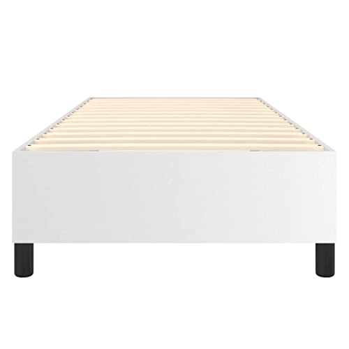 vidaXL Box Spring Bed Frame Home Indoor Bed Accessory Bedroom Upholstered Single Bed Base Furniture White 39.4"x79.9" Twin XL Faux Leather