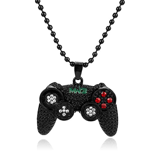HUASAI Game Controller Necklaces Promise Pendant Necklace Bff Friendship Necklace for Her Game Console Couples Necklace(Black)