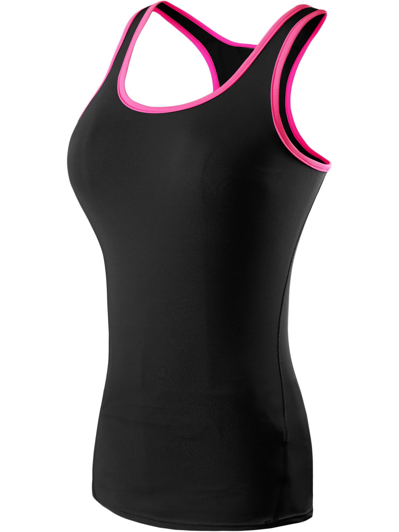 NELEUS Women's 3 Pack Compression Athletic Tank Top for Yoga Running,Blue,Green,Rose,EU 2XL,US XL