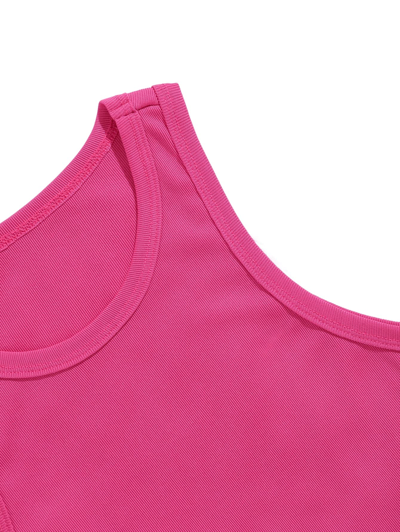 Verdusa Women's 2 Piece Outfit Sleeveless Crop Tank Top and Shorts Tracksuit Set Hot Pink XL