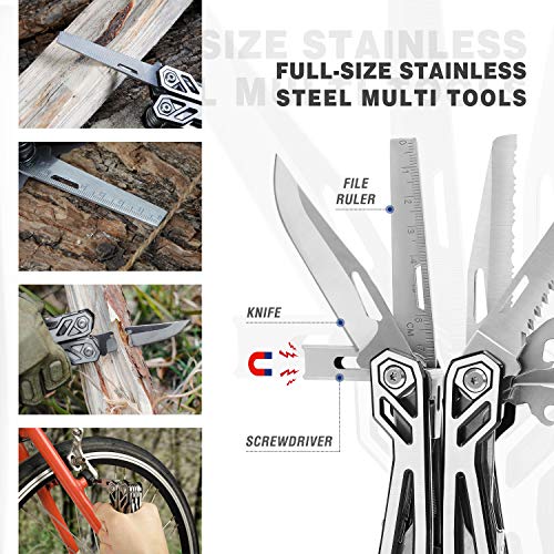 MOSSY OAK Multitool, 21-in-1 Stainless Steel Multi Tool Pocket Knife with Screwdriver Sleeve, Self-locking Multitool Pliers with Sheath-Perfect for Outdoor, Survival, Camping, Hiking, Simple Repair