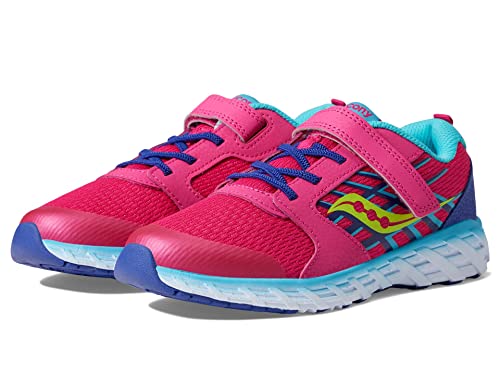 Saucony Wind 2.0 Alternative Closure Sneaker, Pink/Blue/Grey, 2 Wide US Unisex Big_Kid
