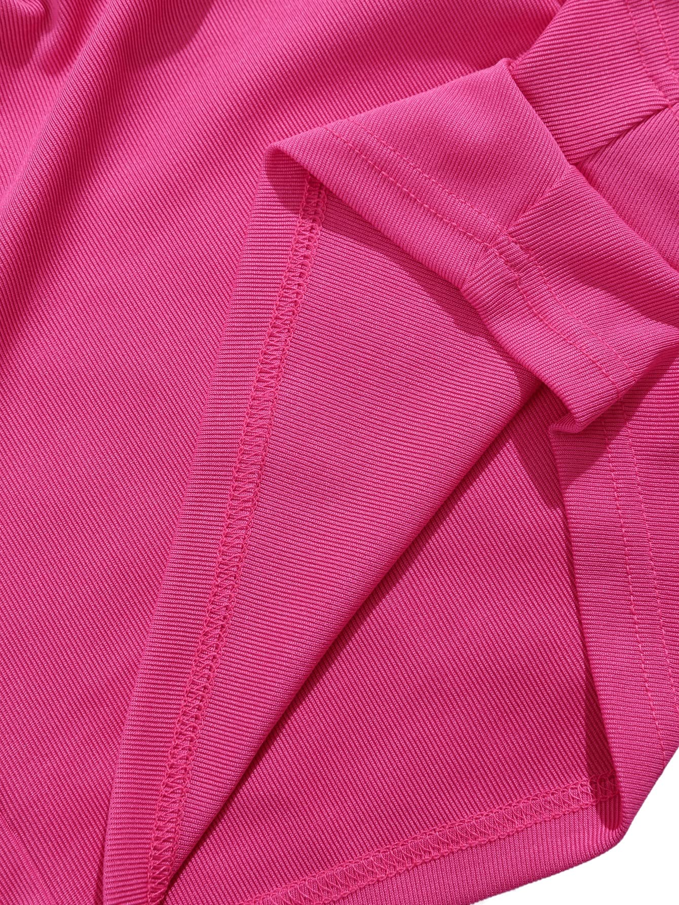 Verdusa Women's 2 Piece Outfit Sleeveless Crop Tank Top and Shorts Tracksuit Set Hot Pink XL
