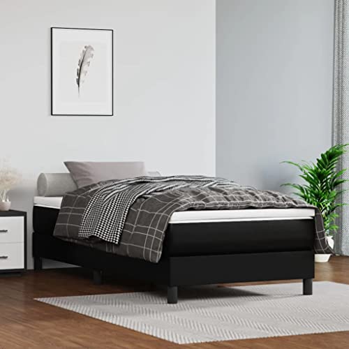vidaXL Box Spring Bed with Mattress Home Bedroom Mattress Pad Double Bed Frame Base Foam Topper Furniture White 53.9"x74.8" Full Faux Leather
