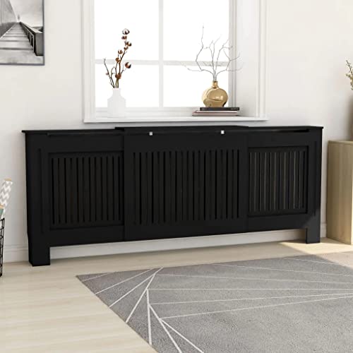 vidaXL Radiator Cover Heating Cabinet White 44" Wall Cupboard Shelf MDF Matte