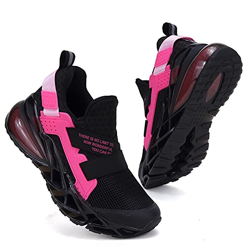 Coolloog Kids Sneakers, Girls Sneakers Breathable Lightweight Tennis Casual Athletic Running Shoes Size 2 Rose red