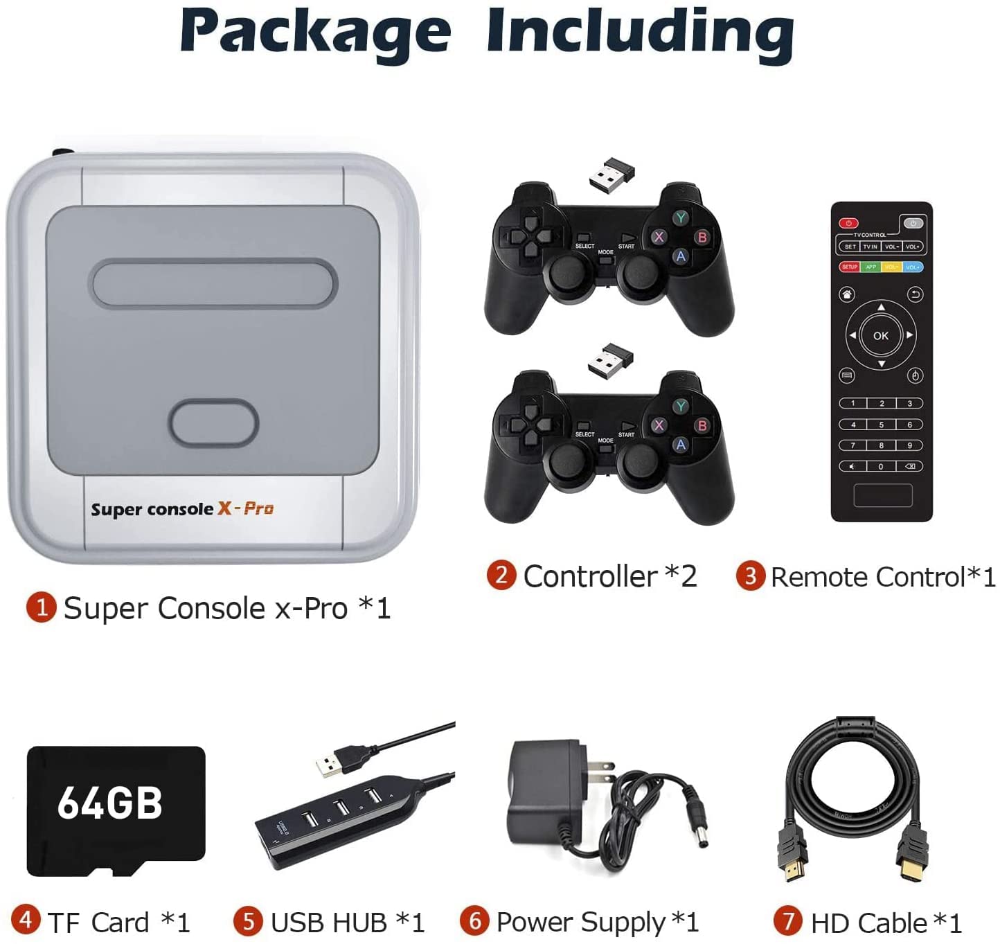 Kinhank Retro Game Console,Super Console X PRO Emulator Console with 90000+ Video Games,Video Game Console with 60+ Emulator,Dual System,Game Consoles for 4K TV,5 Players,LAN/WiFi,Best Gifts for Men