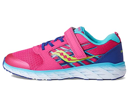 Saucony Wind 2.0 Alternative Closure Sneaker, Pink/Blue/Grey, 2 Wide US Unisex Big_Kid