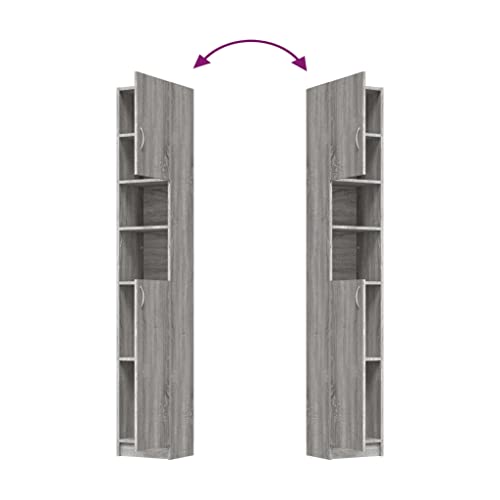vidaXL Bathroom Cabinet Gray Sonoma 12.6"x10"x74.8" Engineered Wood