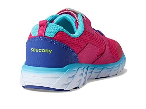 Saucony Wind 2.0 Alternative Closure Sneaker, Pink/Blue/Grey, 2 Wide US Unisex Big_Kid