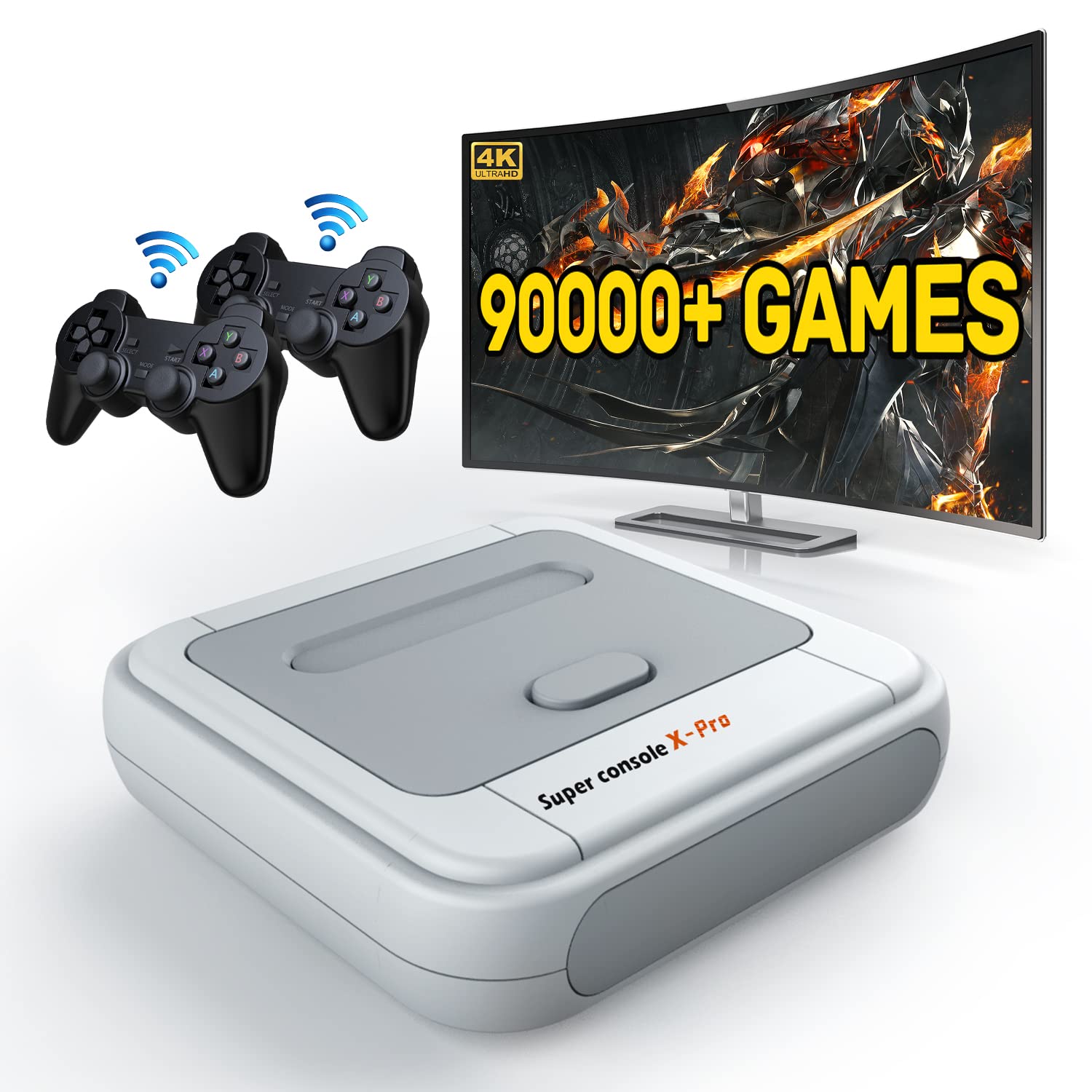 Kinhank Retro Game Console,Super Console X PRO Emulator Console with 90000+ Video Games,Video Game Console with 60+ Emulator,Dual System,Game Consoles for 4K TV,5 Players,LAN/WiFi,Best Gifts for Men
