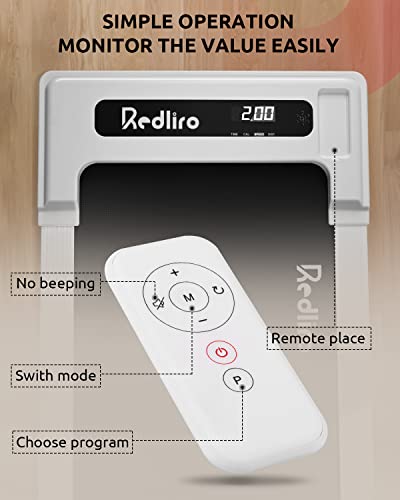 Redliro Walking Pad Treadmill Under Desk, Portable Mini Treadmill with Remote Control, Bluetooth, 265lbs Max Weight, Installation-Free Jogging Machine for Home/Office