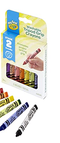 Crayola My First Washable Toddler Crayons, Tripod Grip, Gift, 8 Count