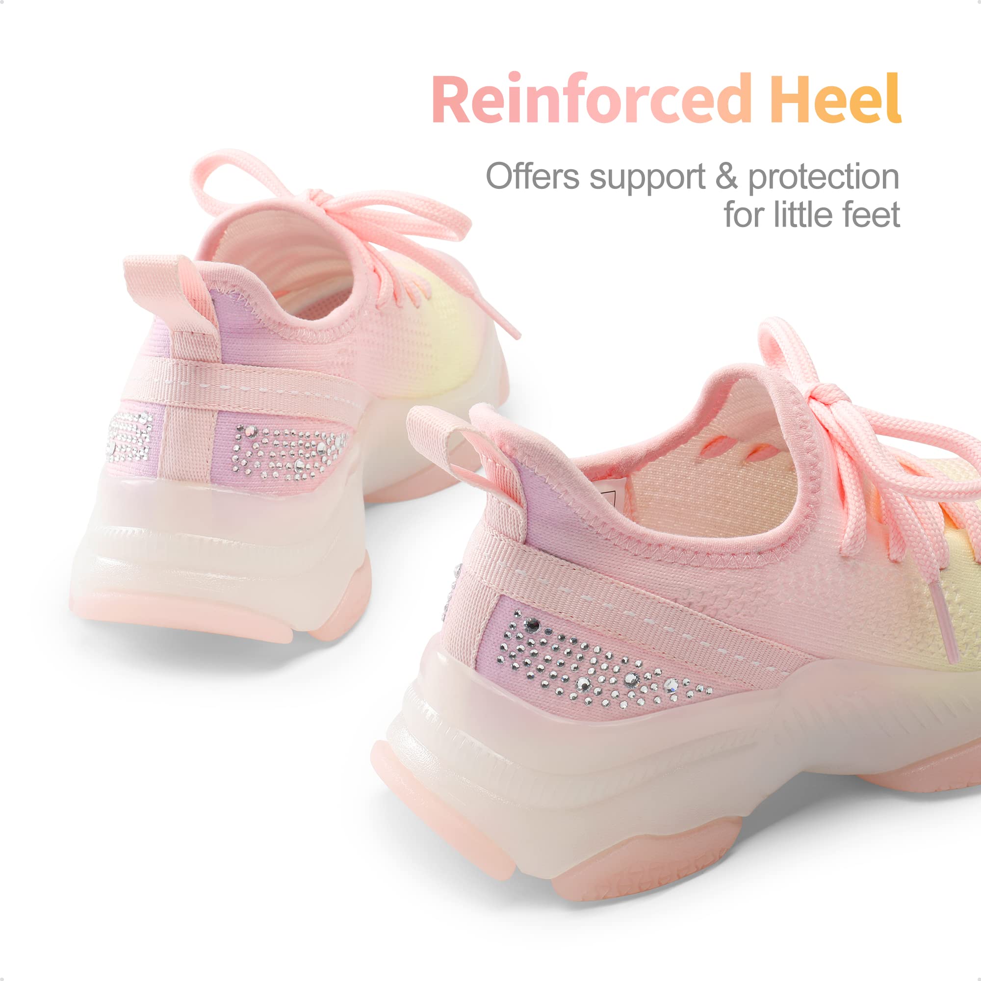 DREAM PAIRS Girls Slip-On Sneakers Kids Sparkle Pop Lightweight Jelly Sole Walking Shoes,Size 2 Little Kid,Rainbow//Pink,SDFS2303K