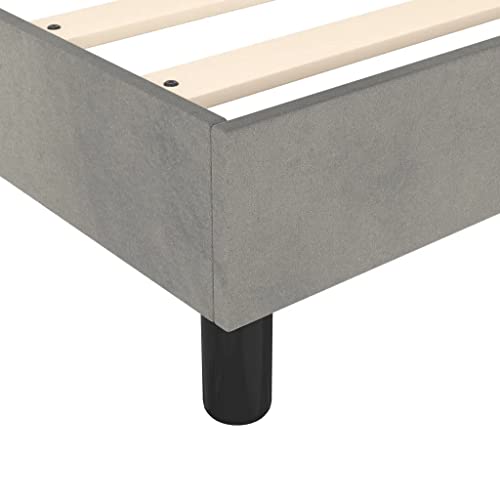 vidaXL Box Spring Bed Frame Home Indoor Bedroom Bed Accessory Wooden Upholstered Double Bed Base Furniture Light Gray 76"x79.9" King Velvet