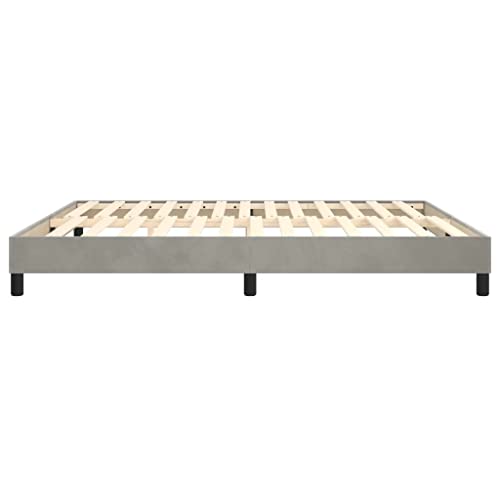 vidaXL Box Spring Bed Frame Home Indoor Bedroom Bed Accessory Wooden Upholstered Double Bed Base Furniture Light Gray 76"x79.9" King Velvet