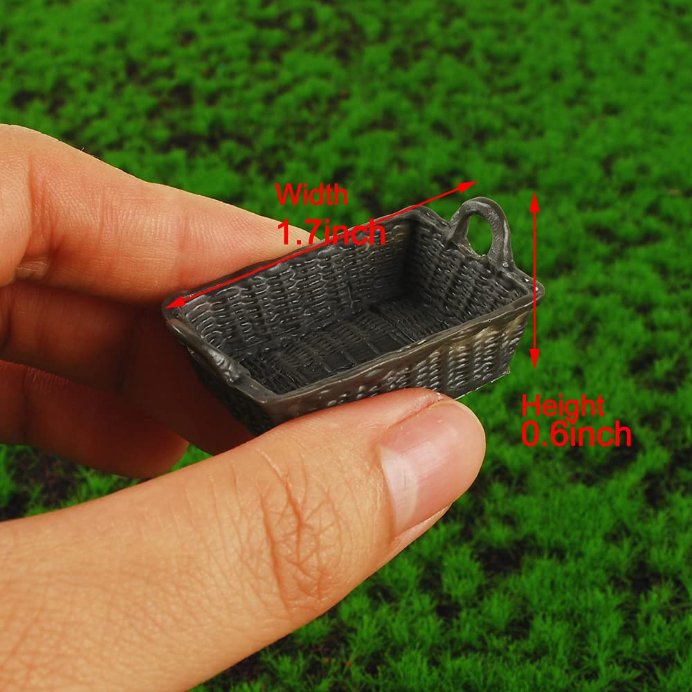 WFashion 8PCS 1/12 Mini Dollhouse Miniature Food Bread Basket Dollhouse Decoration Accessories…