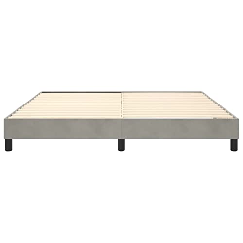 vidaXL Box Spring Bed Frame Home Indoor Bedroom Bed Accessory Wooden Upholstered Double Bed Base Furniture Light Gray 76"x79.9" King Velvet