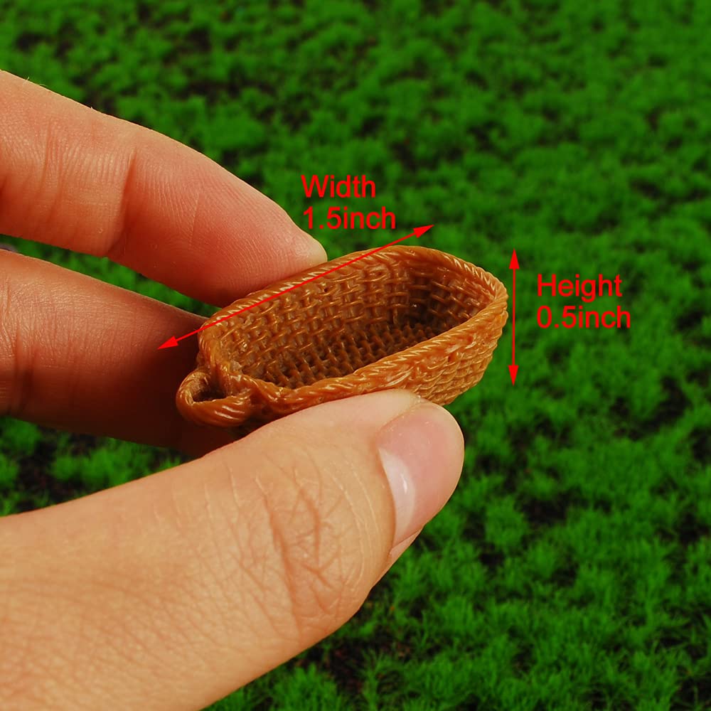 WFashion 8PCS 1/12 Mini Dollhouse Miniature Food Bread Basket Dollhouse Decoration Accessories…