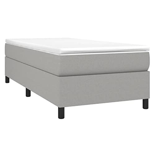 vidaXL Box Spring Bed with Mattress Home Bedroom Mattress Pad Single Bed Frame Base Foam Topper Furniture Light Gray 39.4"x79.9" Twin XL Fabric