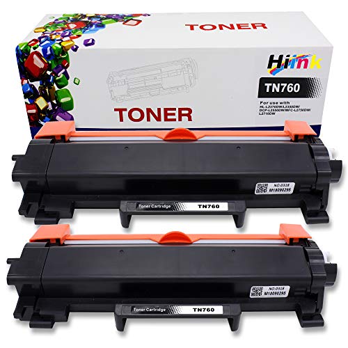 HIINK Compatible Toner Replacement(with Chip) for Brother TN-760 TN760 TN730 Toner Cartridge use with Brother L2550DW L2350DW L2370DW L2390DW L2395DW L2710DW L2750DW Printers(Black,2-Pack)