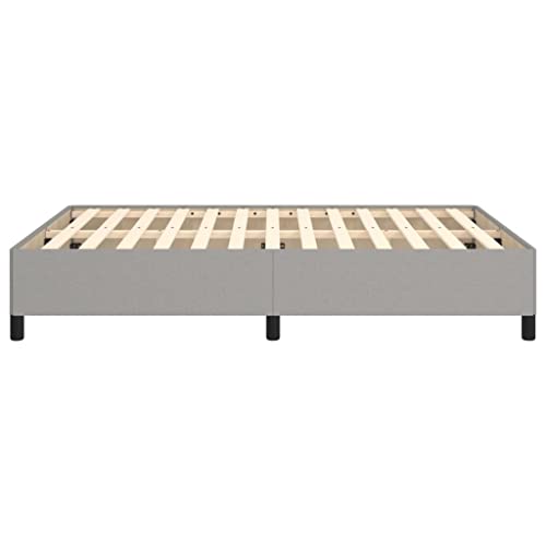 vidaXL Bed Frame Home Indoor Bed Accessory Bedroom Upholstered Wooden Double Bed Base Frame Furniture Light Gray 59.8"x79.9" Queen Fabric