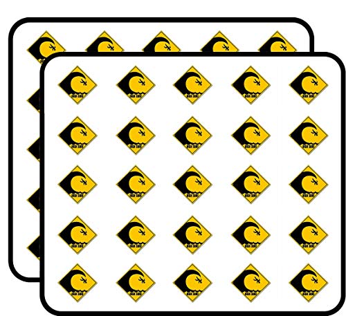 Caution Sign Shaped HIGH SURF (Surfing Beach Sun Hawaii Malibu) Sticker for Scrapbooking, Calendars, Arts, Kids DIY Crafts, Album, Bullet Journals 50 Pack