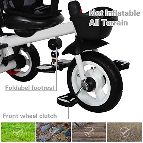 BOOWAY Baby Trike, 6-in-1 Kids Stroller Tricycle with Adjustable Push Handle, Removable Canopy, Safety Harness for 6 Months - 5 Year Old