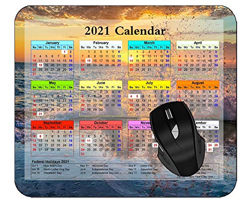 2021 Calendar Office Mouse Pad Sea Splash Cloud Sunset Surf Mouse Pad with Stitched Edges