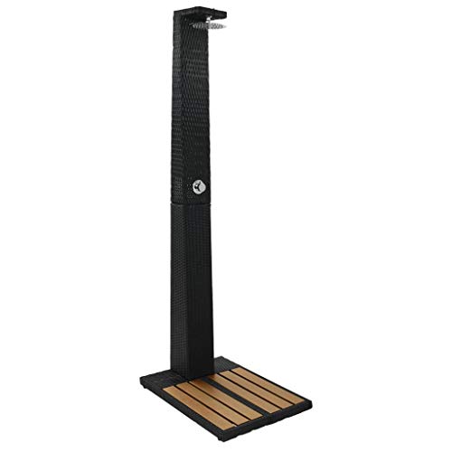 vidaXL Garden Shower Freestanding Rotatable Shower Nozzle Water Pressure Adjustable Outdoor Patio Poolside Shower Bath Stall Poly Rattan WPC