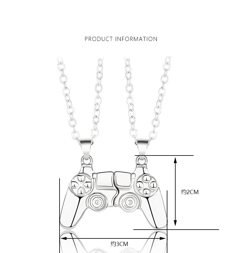 COLORFUL BLING Magnetic Game Controller Necklaces Punk Matching Friendship Necklace Game Console Couple Necklace for Couples or Best Friends-B