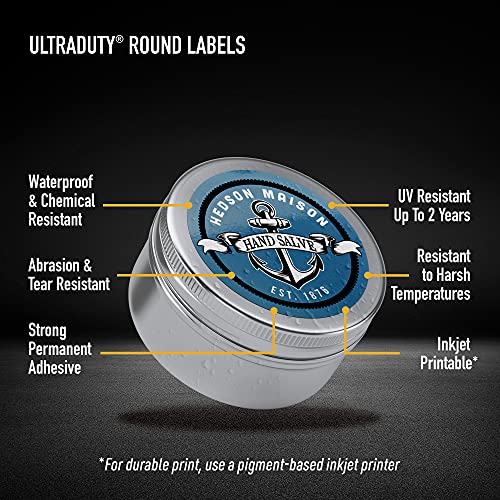 Avery UltraDuty GHS Labels, Waterproof, 3 Inch Round Labels, Pack of 3000 White Labels for Use with Pigment Inkjet Printers