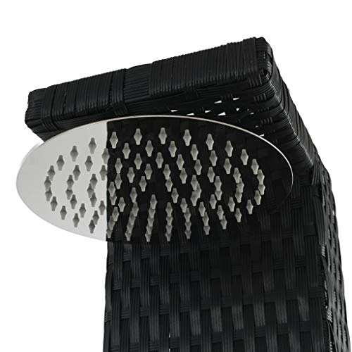 vidaXL Garden Shower Freestanding Rotatable Shower Nozzle Water Pressure Adjustable Outdoor Patio Poolside Shower Bath Stall Poly Rattan WPC