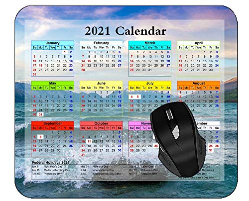 2021 Calendar Mouse Pad Cloud Sky Mountain Rock Water Surf Blue Non-Slip Rubber Mousepad