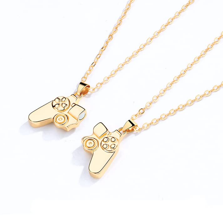 COLORFUL BLING Magnetic Game Controller Necklaces Punk Matching Friendship Necklace Game Console Couple Necklace for Couples or Best Friends-B