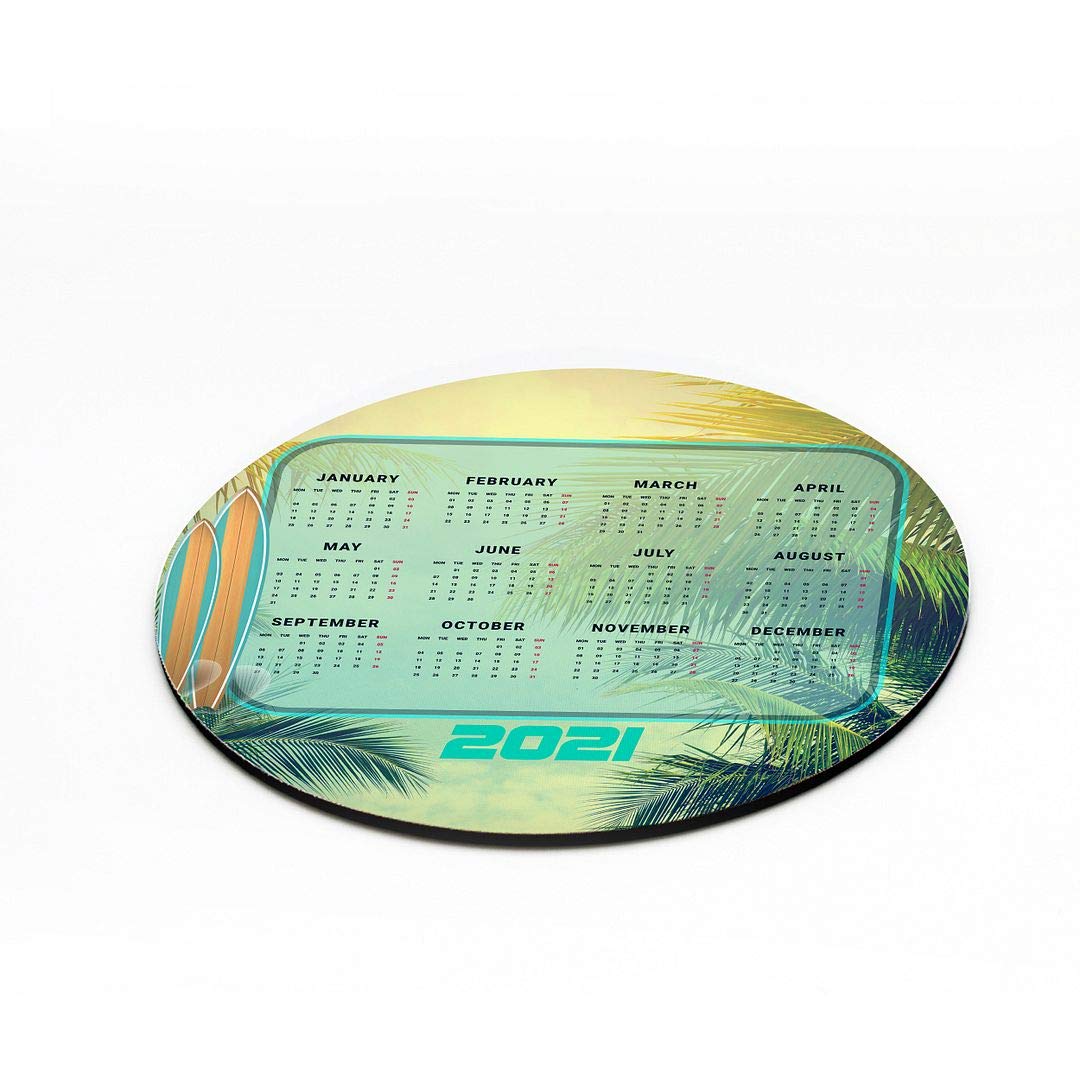 Pixxel Creations | Round Mouse Pad | 2021 Calendar | Gaming | Office | Desk | Home | Gift | Décor | Surf Pardise