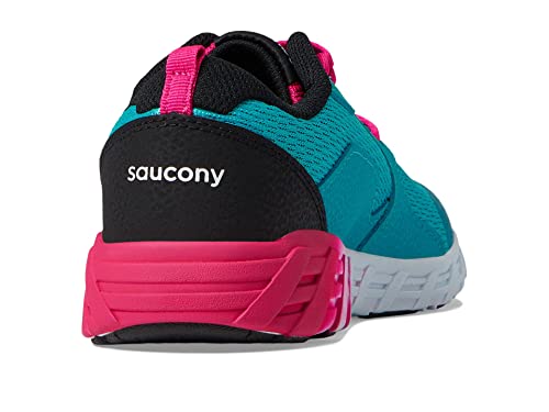 Saucony Wind 2.0 Running Shoe, Turq/Pink/Black, 4.5 US Unisex Big Kid