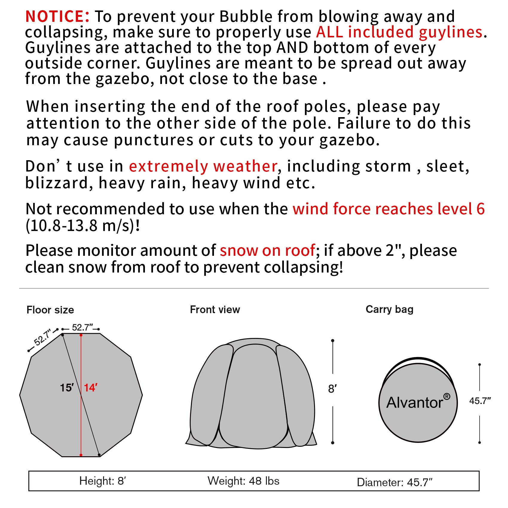 Alvantor Halloween Pop Up Bubble Clear Tent - 15β x 15β Instant Igloo Tent - 12-15 Person Screen House for Patios - Large Oversize Weather Proof - Cold Protection Camping Tent - Beige