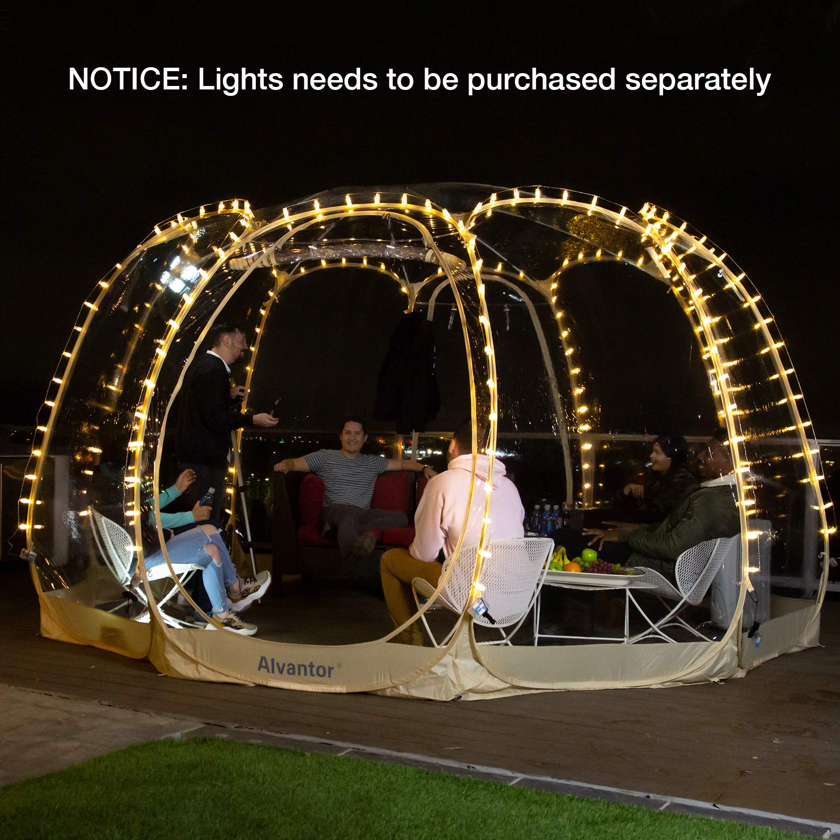 Alvantor Halloween Pop Up Bubble Clear Tent - 15β x 15β Instant Igloo Tent - 12-15 Person Screen House for Patios - Large Oversize Weather Proof - Cold Protection Camping Tent - Beige