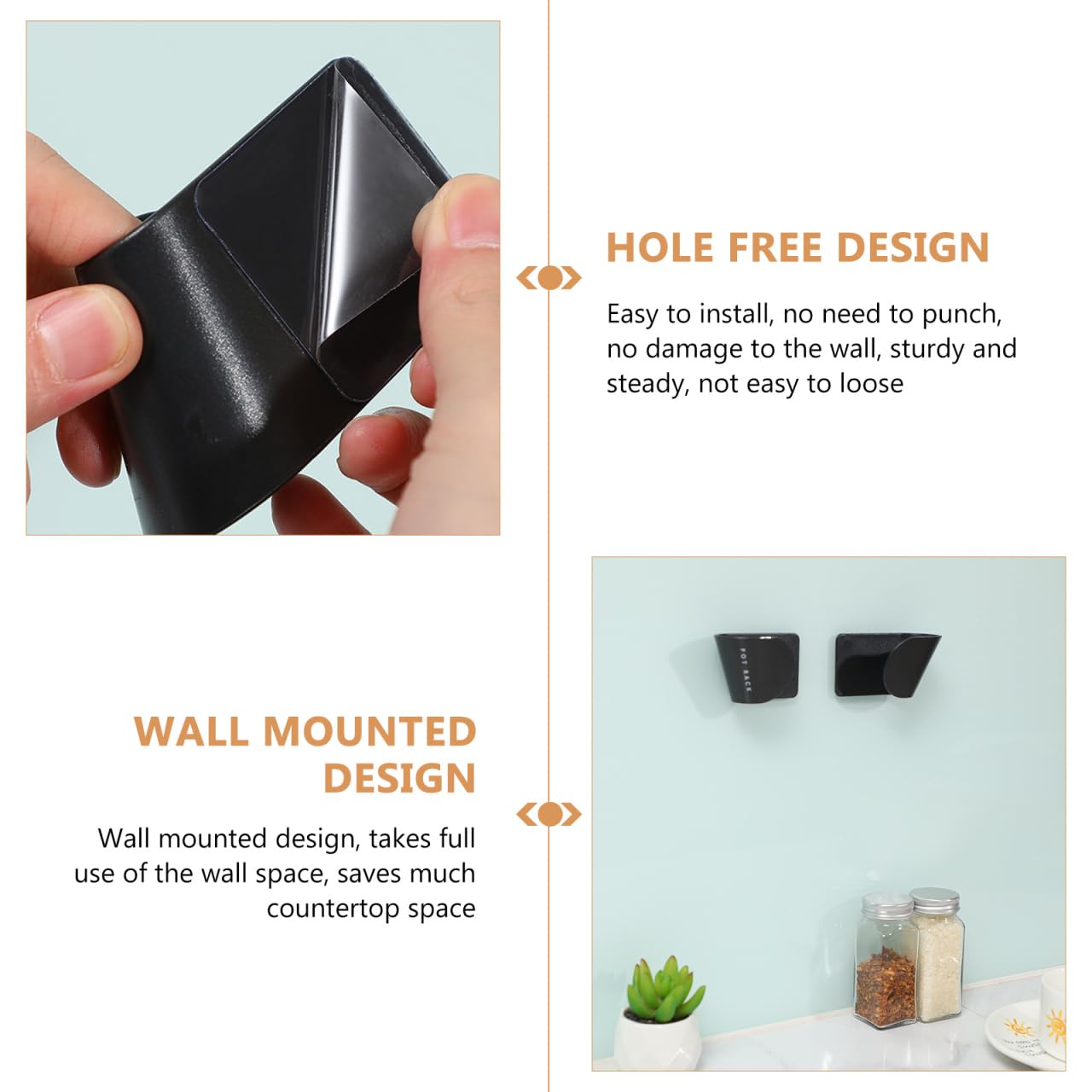 Hemoton 5 Pairs of Wall Mount Pot Lid Organizers Racks Plastic Pot Lid Storage Racks Holders 6.5x5x4.5cm(Black)
