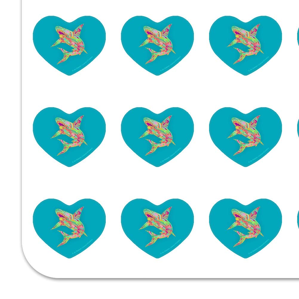 Mosaic Lily Shark Tropical Island Surf Heart Shaped Planner Calendar Scrapbook Craft Stickers